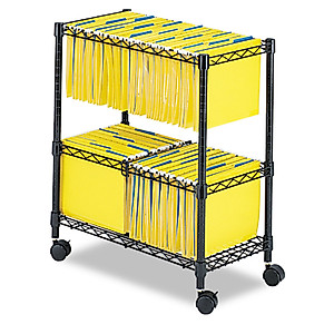 Safco Products Two-Tier Rolling Letter/Legal File Cart 5278BL, Black Powder Coat Finish
