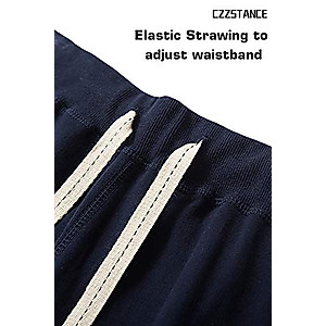 czzstance Mens Shorts Casual Cotton Athletic Shorts Drawstring Workout Running Shorts with Pockets Navy