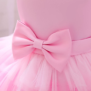 Flower Baby Girl Lace Dress Toddler Tulle Sleeveless Bow Princess Party Wedding Pageant Bridesmaid (Pink.4-5 T)
