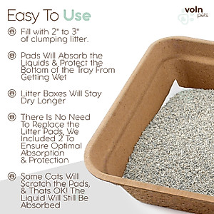 Voln Pets (4-Pack) Disposable Litter Boxes for Cats, with Odor & Liquid Absorbent Pads, Disposable Cat Litter Box, Large Disposable Litter Box, Easy Clean Litter Box, Odorless Kitty Litter Box