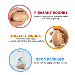 Musfunny Wood Musical Eggs Shakers, 4pcs Egg Maracas Shakers Wooden Hand Percussion Instrument for Musical Education Party Classroom Prizes (Natural Wood)