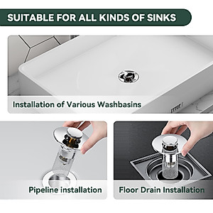 2Pcs Bathroom Sink Stopper Hair Catcher, Pop Up Sink Drain Stopper with Removable Stainless Steel Filter Basket Hair Catcher, for US Universal Kitchen Bathroom Basin Sink Stopper Replacement.