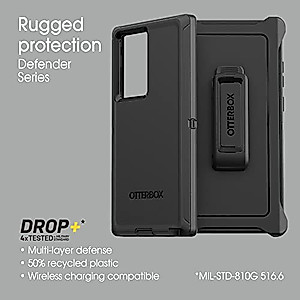 OtterBox Galaxy S22 Ultra Defender Series Case - BLACK, Rugged & Durable, with Port Protection, Includes Holster Clip Kickstand