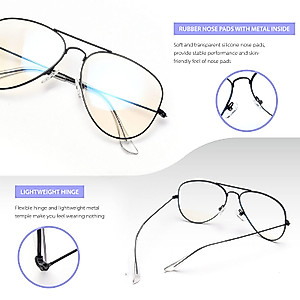 Dollger Aviator Clear Lens Glasses Non-prescription Eyeglasses Metal Frame for Women Men (3025 black)