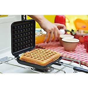 Yoshikawa SJ2275 Waffle Maker, Single, Fluorine Treatment, For Gas Stoves, Black, 13.6 x 5.6 x 1.3 inches (34.5 x 14.3 x 3.2 cm)