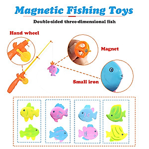 Bath Toys , Shark Grabber Bathub Baby Toy Magnetic Fishing Games Playing Set , Floating Fish Toys in Bathtub Bathroom Pool for Babies Toddlers and Kids Age 3+ (Light Blue)