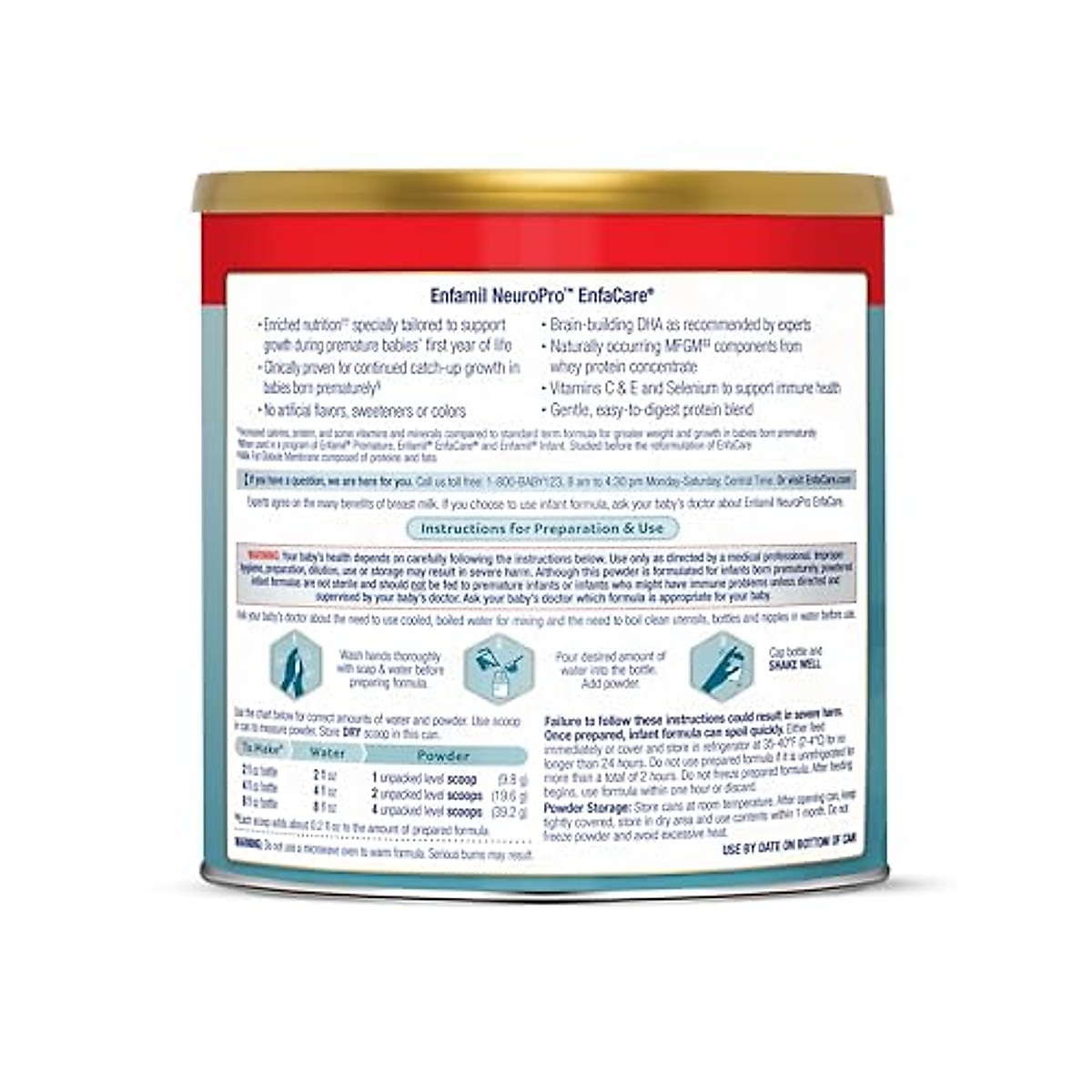 Enfamil NeuroPro EnfaCare High Calorie Premature Baby Formula, Milk-Based with Iron, Brain-Building DHA, Vitamins & Minerals for Immune Support, easy-to-digest proteins, Baby Milk, 23 Oz Can