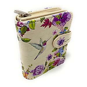 Shag Wear Vintage Hummingbird Small Bird Wallet for Women and Teen Girls Vegan Faux Leather Beige 4.5"