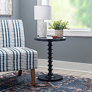 Powell Navy Blue Tarkin Round Turned Spindle Pedestal Side Accent Table