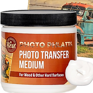 PHOTO PHLATTS Photo Transfer Medium Gel for Transferring Photos to Wood and Other Hard Surfaces | Premium Image Transfers for Wood DIY Crafts and Personalized Gifts | 8oz
