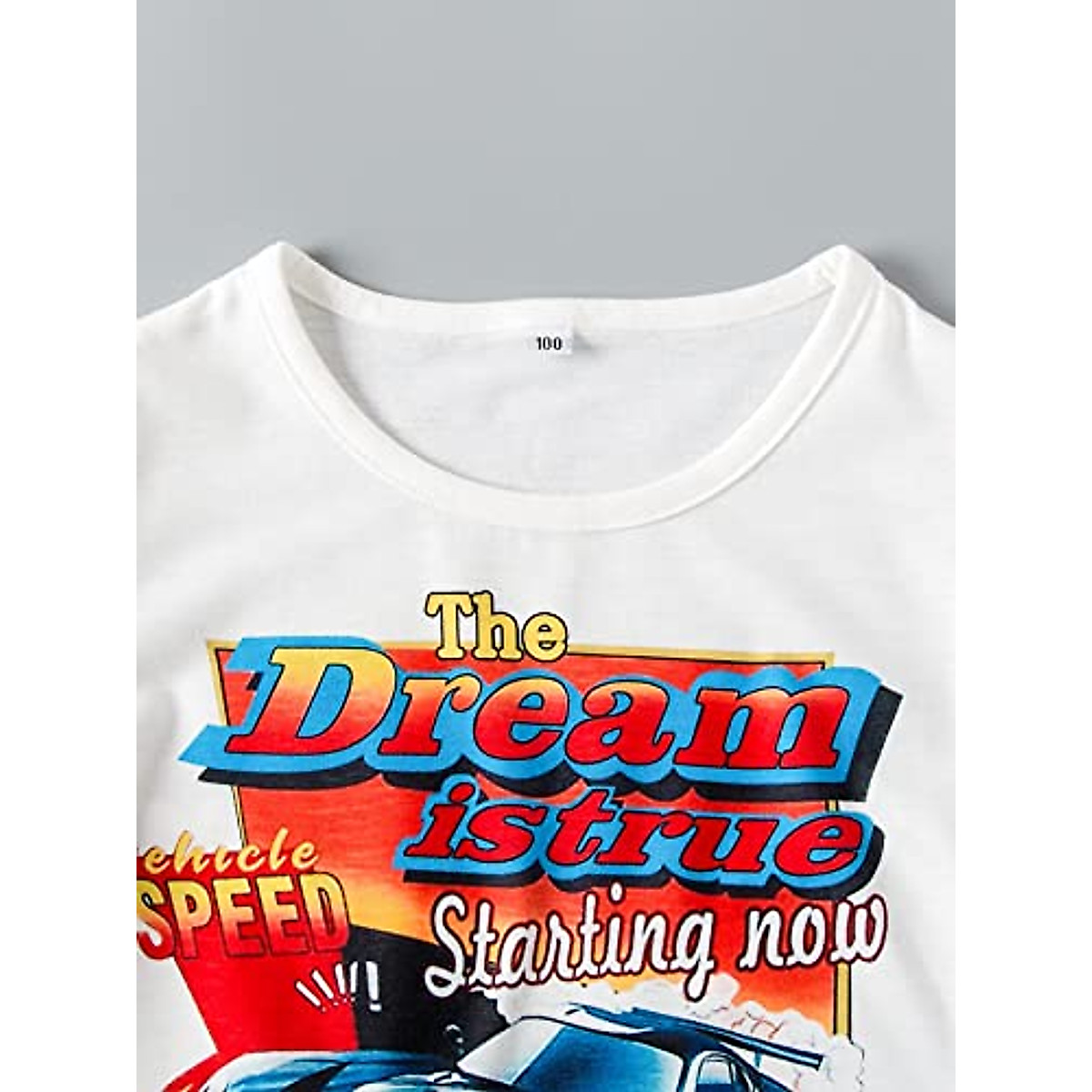 SOLY HUX Toddler Girl's 2 Piece Outfits Letter Car Graphic Print Short Sleeve Tee and Plaid Skirt Set Multicoloured 90