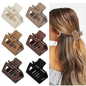 Medium Claw Hair Clips for Women Girls, 2" Matte Rectangle Small Hair Claw Clips for Thin/Medium Thick Hair, Hair Jaw Clips Nonslip Clips (Warm color)