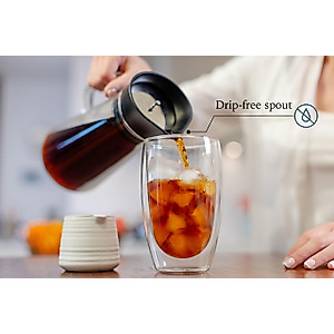 Cuiscent Cold-Brew Coffee Maker, 1350ml capacity,Stainless Steel 304 filter, includes cleaning brush