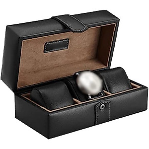 Watch Holder Leather Watch Box 3 Slot Travel Watches Storage Case Holder Jewelry Organizer Pouch Elegant Portable Watch Organizer (Color : Black2) (Black1)