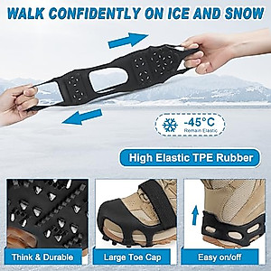 Ice Snow Traction Cleats for Shoes and Boots Non-Slip Crampon Snow Cleats for Winter Walking on Snow and Ice Boots Cleats for Men Women Walking Jogging Hiking (24 Steel Crampons, Size XL)