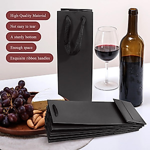 CZWESTC 20 Pack Kraft Paper Wine Bags with Handles Black Wine Bottle Bags BulkWine Gift Bags Shopping Bags Party Bags Retails Bags Whiskey Champagne Bottles Bags-3.5×4.3×13.8 in