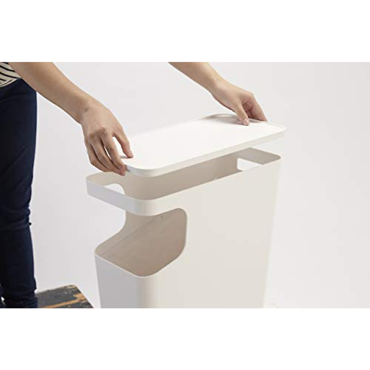 YAMAZAKI home Tower Side table and Trash can White - 3988