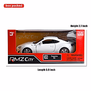 RMZ City 1:36 Diecasting Alloy Car Model Toyota 86 Toy Car, Pull Back Vehicles Toy Car for Toddlers Kids Boys Girls Gift White