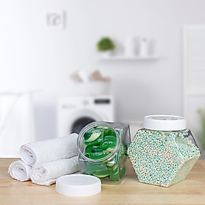 Cornucopia Plastic Hexagon Shaped Jars (4-Pack, 30oz); Value Pack of Containers for Snacks, Gifts and Storage, 2 1/2 Cup Capacity, 5 x 5 x 3 Inches