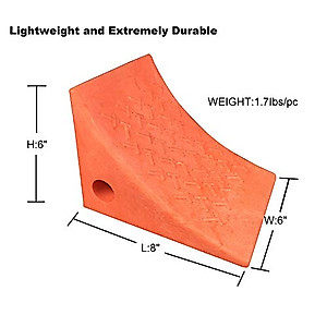 HOXWELL 2 Pack RV Leveling Blocks Wheel Chocks, Premium Heavy Duty Vehicle Wedge Design and Garage Grip Bottom for Travel Trailers, Camper, Truck, Car and ATV Orange 2 Pack
