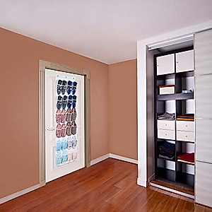 Progo 24 Pockets Clear Pockets Over The Door White Hanging Organizer, For Shoe, Pantry Organize and Kitchen, Bathroom Storage, 63" x 19.5"