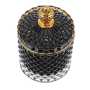 Homoyoyo Jewelry Box Crystal Diamond Faceted Jar with Lid Glass Apothecary Jars Holder Home Decorative Storage Container Bathroom Canisters Vanity Organizer for Decoration Wedding Candy Storage Box