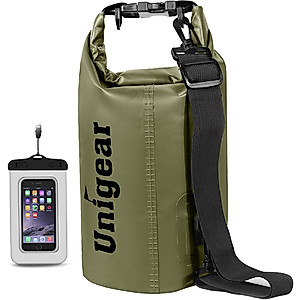 Unigear Dry Bag Waterproof, Floating and Lightweight Bags for Kayaking, Boating, Fishing, Swimming and Camping with Waterproof Phone Case (Gray, 2L)