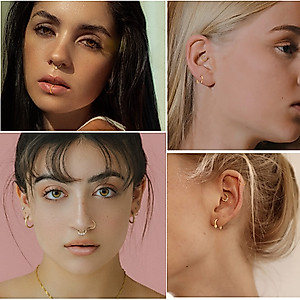 UBGICIG 9PCS Septum Jewelry 16G Septum Rings Daith Earrings Hoop Nose Rings Horseshoe Stainless Steel Septum Rings For Women Helix Tragus Lip Cartilage Earrings Silver Gold Black Rose Gold 8MM 10MM