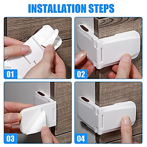 6 Pieces Child Safety Cabinet Locks,Baby Proofing Latches for Kitchen, Fridge, Cabinets, Drawers, Dishwasher, Storage Doors, Cupboard, Oven Toilet, Refrigerator, Strong Adhesive No Drilling (Brown)