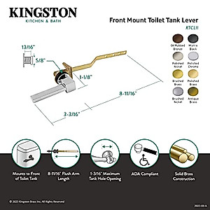 Kingston Brass KTCL10 Claremont Toilet Tank Lever, Matte Black,8.69 x 3.19 x 1.13