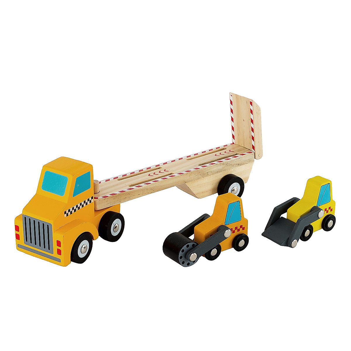 Toy Chest Nyc Wooden Car Toys for Toddlers,Tractor Trailer, Mini Front Loader & Steamroller Wooden Truck Set, Wooden Cars, Wooden Trucks, Construction Tractor Toys Semi Trucks for Kids, 3 Pieces…