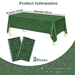 durony 2 Pack Green Grass Field Plastic Tablecloth Grass Print Table Covers 54 x 108 Inches Sports Party Table Decor for Sports Theme Parties Decorations