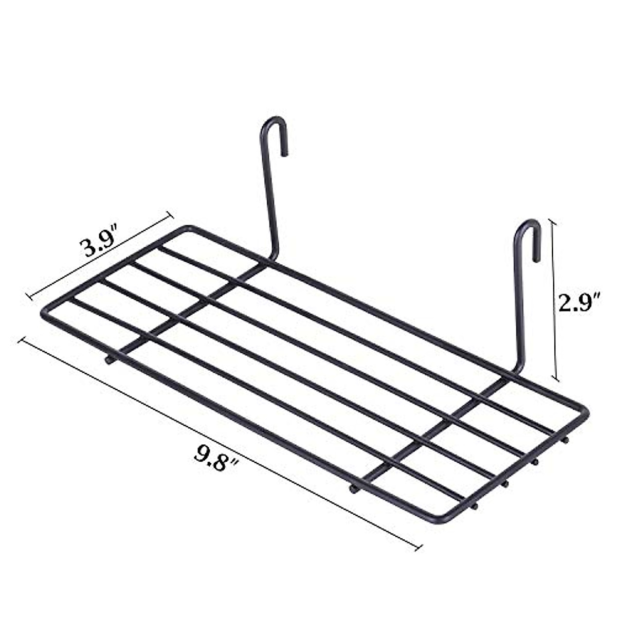 Kaforise Hanging Straight Shelf for Wire Wall Grid Panel, Small Wire Wall Organizer and Display Shelf, Size 9.8"X3.9" ,Black Painted