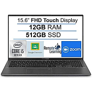 ASUS Newest VivoBook 15.6" FHD Touchscreen Laptop, 10th Gen Intel Quad-Core i5-1035G1 up to 3.6GHz, 12GB DDR4 RAM, 512GB SSD, Fingerprint Reader, WiFi,HDMI, Windows 10 S + AllyFlex Mouspad