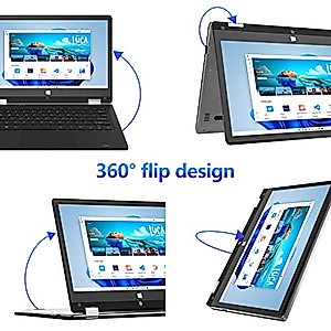 jumper 2 in 1 Laptop, Dual-Core Intel Celeron N4000 CPU, 4GB DDR4 128GB Storage, 11.6 Inch UHD Touchscreen Display(1366X768), Windows 11 Laptop Computer with 2.4G/5G WiFi, Bluetooth 4.2, HD Webcam.