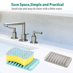 3PCS Self Draining Soap Holder, Premium Silicone Soap Dish, Soap Saver for Shower, Bathroom, Kitchen, Bath Tub, Sponges,Keep Soap Bars Dry Easy Clean,Extend Soap Life