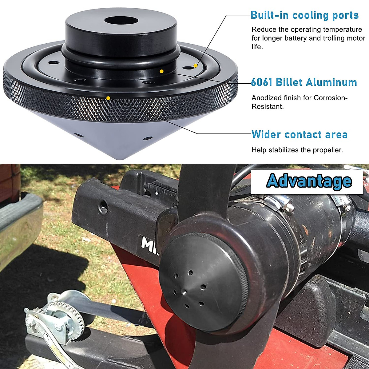 Eliminator Trolling Motor Prop Nut Aluminum For MinnKota 35-70 lb Models (GFEL-MKS-BK-DP)