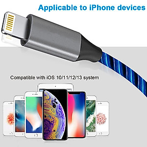 Oliomp iPhone Charger Cable, Apple MFi Certified 3ft LED Light Up Lightning Cable USB Fast Charger Cord High Speed Data Sync Transfer Cord for iPhone 14/13/12/11/11Pro/Max/XS/XR/X/6/7/8 (Blue)