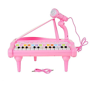 Piano Keyboard Toy for Kids, Honor-Y 3-6 Year Old Babies First Birthday Gift, 24 Keys Multifunctional Musical Educational Toy Piano for Toddler Boys Girls (Pink)