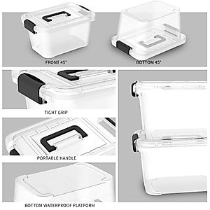 Cetomo 6.8Qt*12 Plastic Storage Bins, Storage Box, 12 Pack, Tote Organizing Container with Durable Lids, Secure Latching Buckles and Handles, Stackable and Nestable, Clear