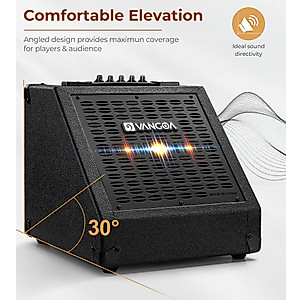 Vangoa Electric Drum Amp 40W Professional Drum Amplifier Speaker, 3 Inputs 3 Band EQ Wireless Electronic Drum Monitor, Keyboard Speaker, Black