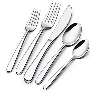 60-Piece Silverware Set for 12, Wildone Premium Stainless Steel Flatware Set, Heavy Duty Cutlery Utensil Set for Home Restaurant, Include Fork Knife Spoon Set, Dishwasher Safe