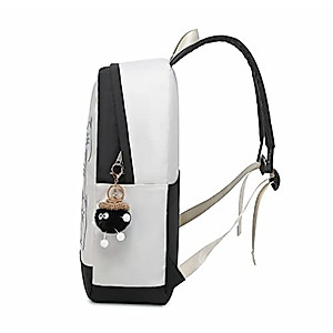 Teecho Backpack Purse for Women Student School Bag Cute Laptop Backpack for Youngsters White with Black