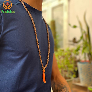 NAISHA Gaumukhi Japa Mala Bag & Natural Tulsi Holy Basil Japa Mala 108+1 Beads Original for Daily Mantra Jaap, Bead Size: 6/7mm…