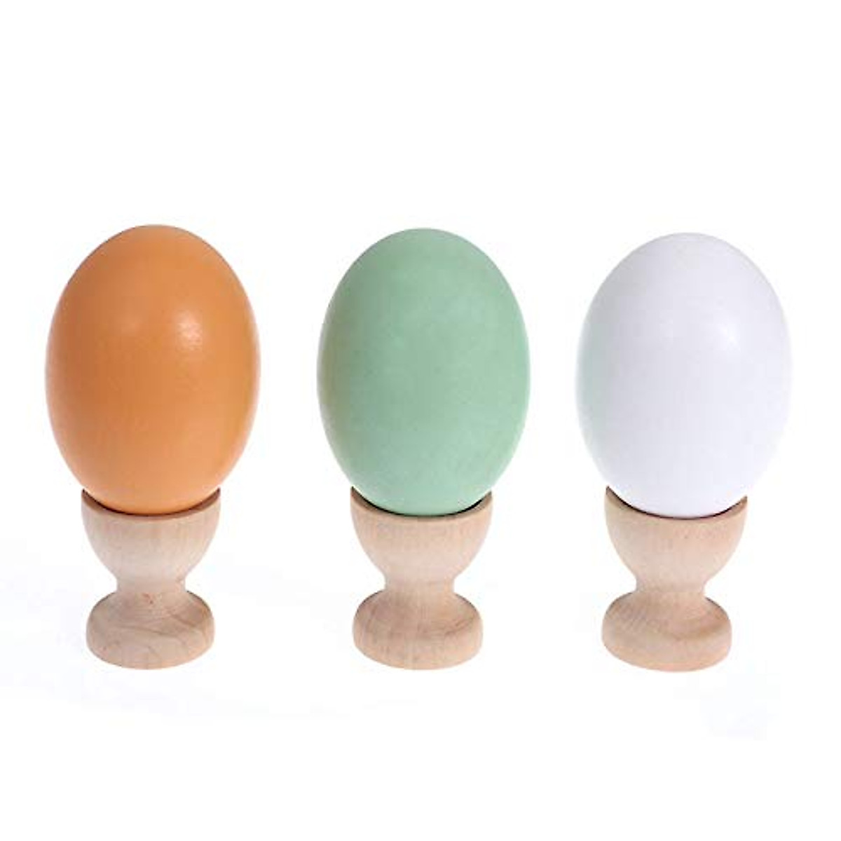 Hosfairy 16Pcs Mini Egg Cups Wooden Egg Cups Easter Egg Holders for DIY Painting Easter Craft Decoration
