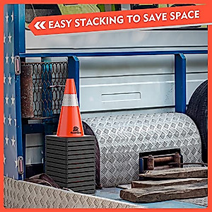 RoadHero (8 Pack) Traffic Safety Cones 18 Inch, PVC Cone with Black Weighted Base, Orange Cones with Reflective Collar, Cones for Parking Lot, Construction Events, Road Safety