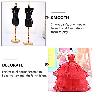 EXCEART Miniature Toys 4pcs Doll Dress Form Clothing Clothes Displaying Racks Mannequin Model Stands Girl Plastic Demountable Display Support Doll Accessories (White Black) Maniquin