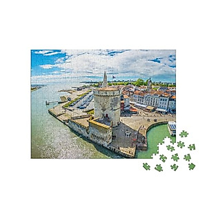 Seaside of La Rochelle Dominated by Tour De La Lanterne &... Jigsaw Puzzle Jigsaw Puzzle with 500 Pieces