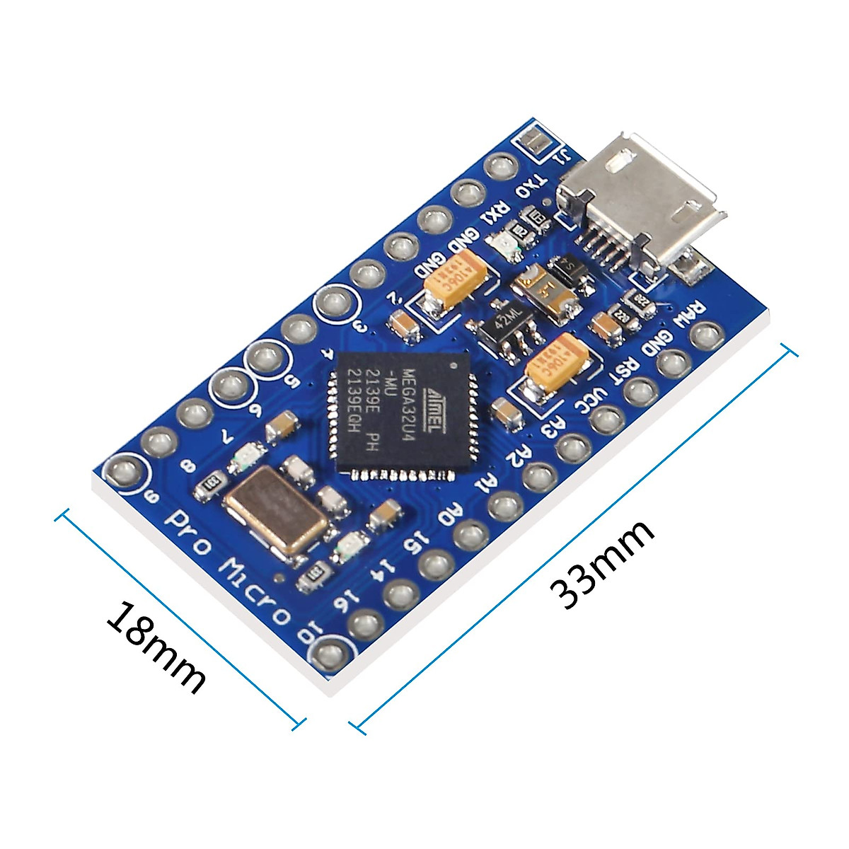 Diitao 2PACK Pro Micro 5V 16MHz Atmega32U4 Bootloadered IDE Micro USB Pro Micro Development Board Microcontroller Pro Micro Serial Connection with 2-Row Pins Header