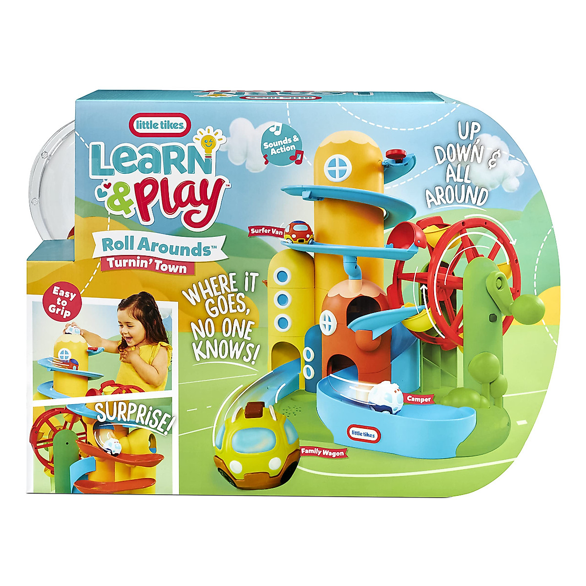 Little Tikes Learn & Play Roll Arounds Turnin' Town, Including 3 Toy Cars and Playset, Sounds & Music, Slide & Turn-Birthday Gifts for Kids, Toddler Toys for Boys and Girls Ages 18 months 1 2 3+ Years